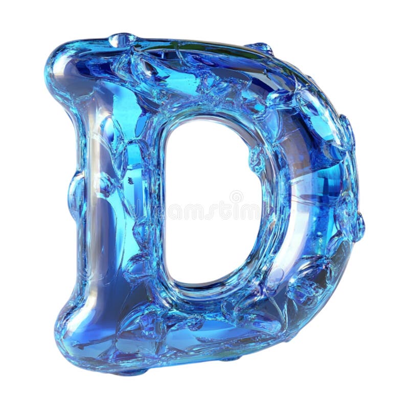 3D Rendering of a Alphabet Number D Letter Made from Blue Glass on ...