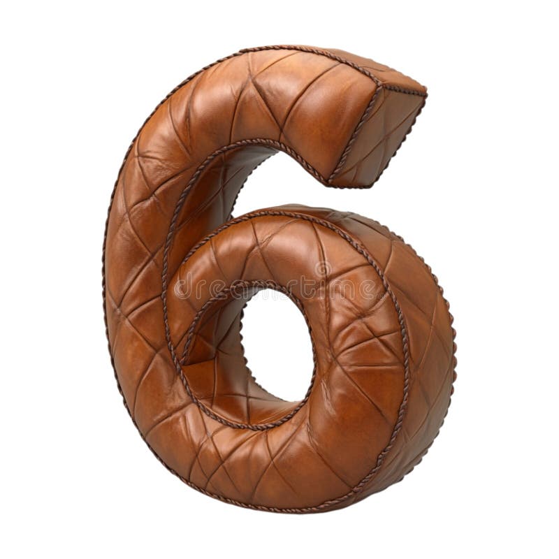 3D Rendering of a Alphabet Number 6 Letter Made from Brown Leather on ...