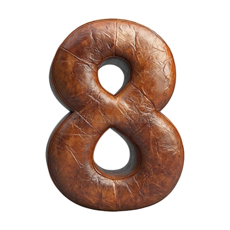 3D Rendering of a Alphabet Number 8 Letter Made from Brown Leather on ...