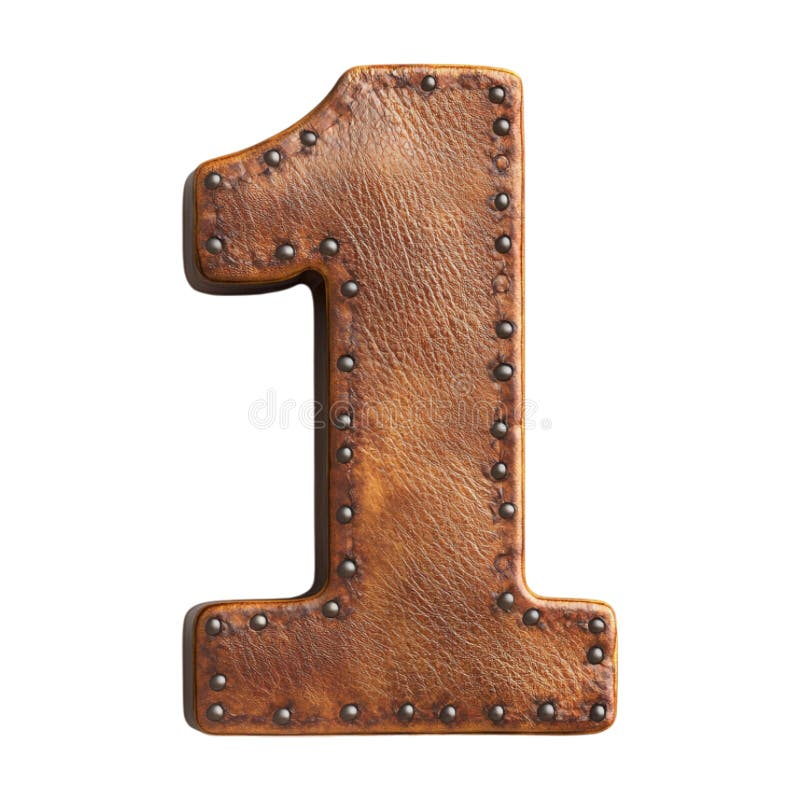 3D Rendering of a Alphabet Number 1 Letter Made from Brown Leather on ...