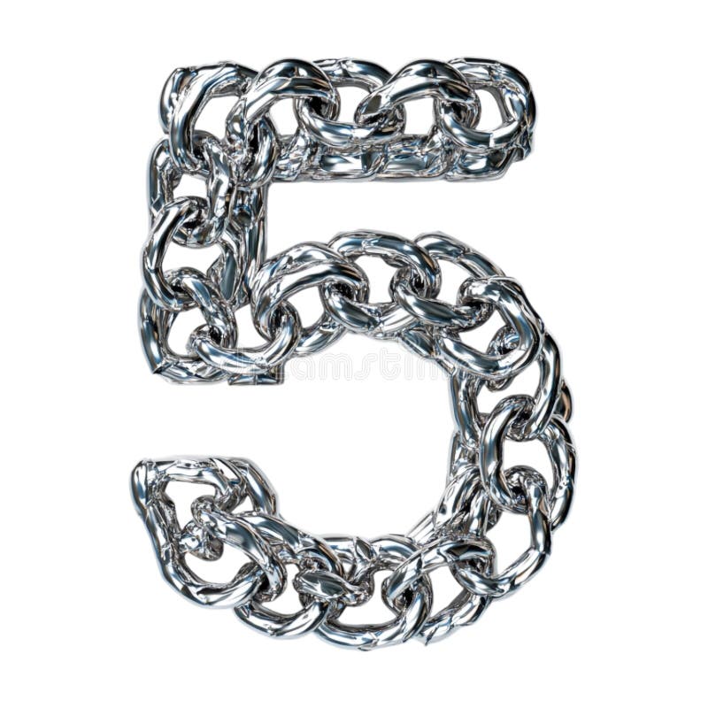 3D Rendering of a Alphabet Number 5 Letter Made from Chain on ...