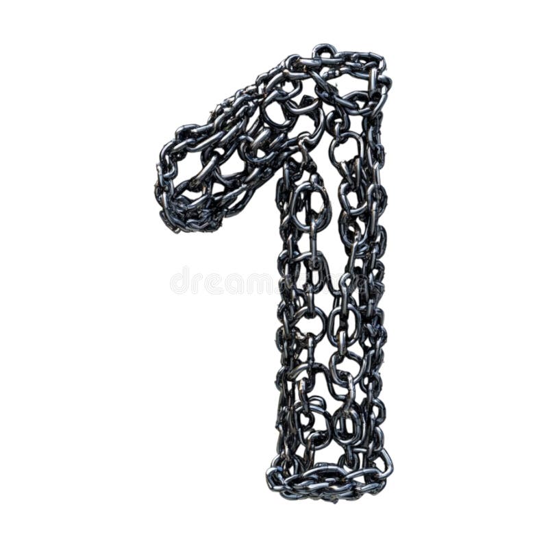 3D Rendering of a Alphabet Number 1 Letter Made from Chain on ...