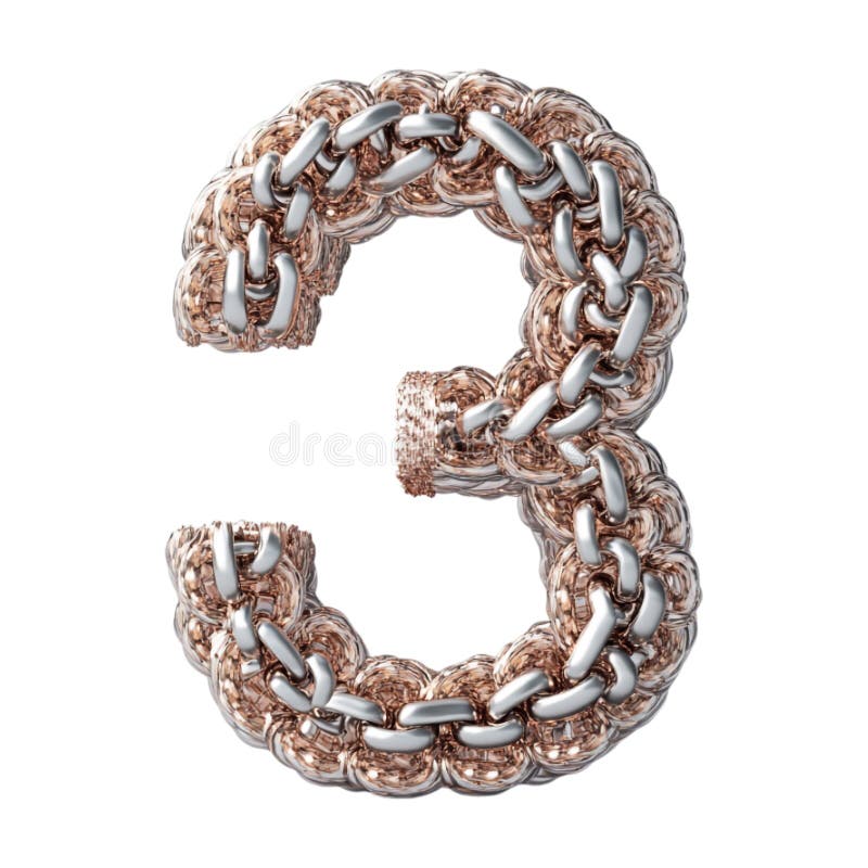 3D Rendering of a Alphabet Number 3 Letter Made from Chain on ...