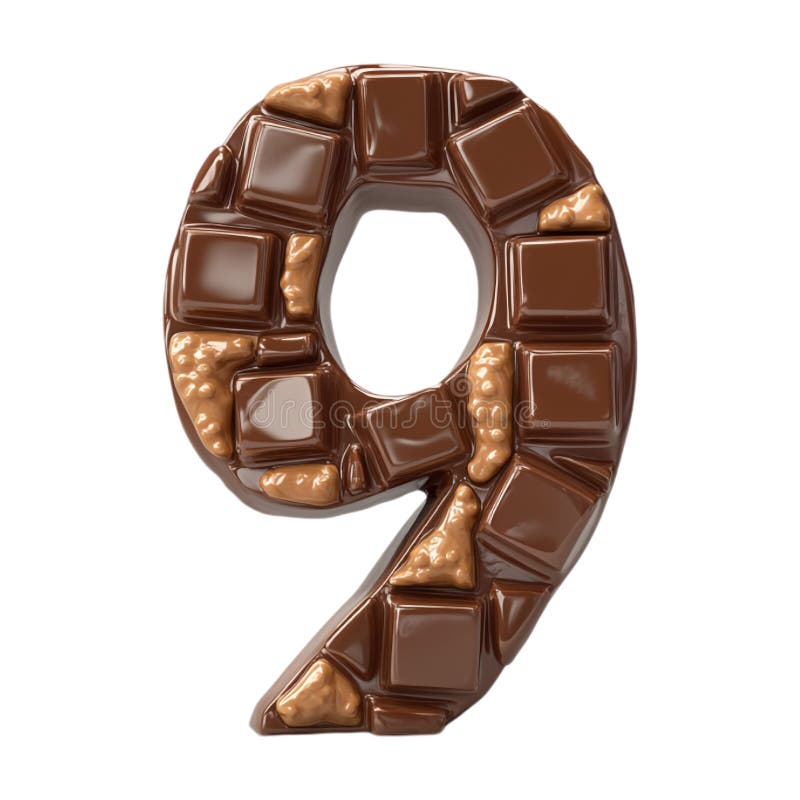 3D Rendering of a Alphabet Number 9 Letter Made from Chocolates on ...