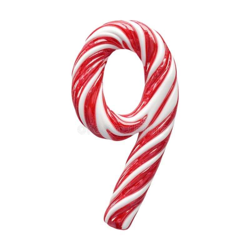 3D Rendering of a Alphabet Number 9 Letter Made from Christmas Candy ...
