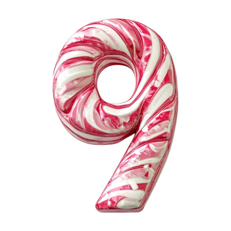 3D Rendering of a Alphabet Number 9 Letter Made from Christmas Candy ...