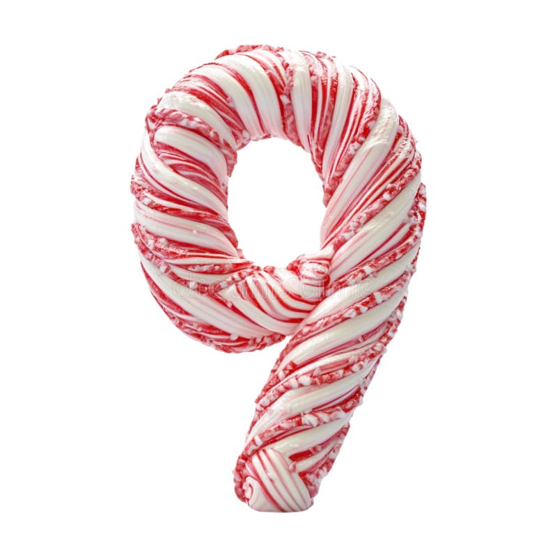 3D Rendering of a Alphabet Number 9 Letter Made from Christmas Candy ...