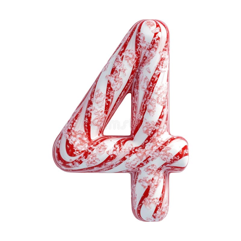 3D Rendering of a Alphabet Number 4 Letter Made from Christmas Candy ...