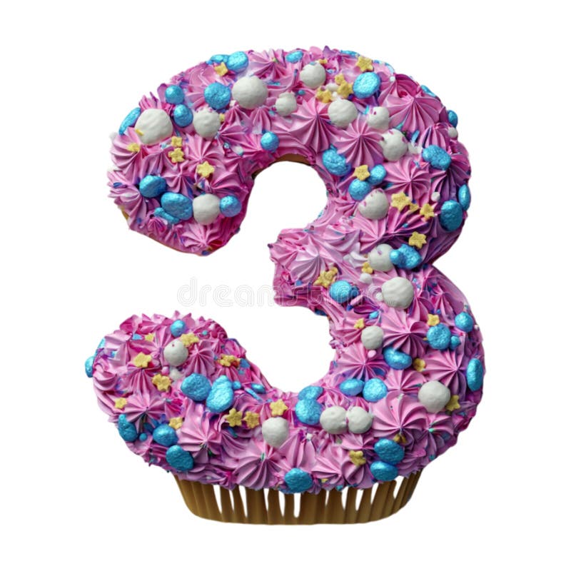 3D Rendering of a Alphabet Number 3 Letter Made from Cupcake on ...