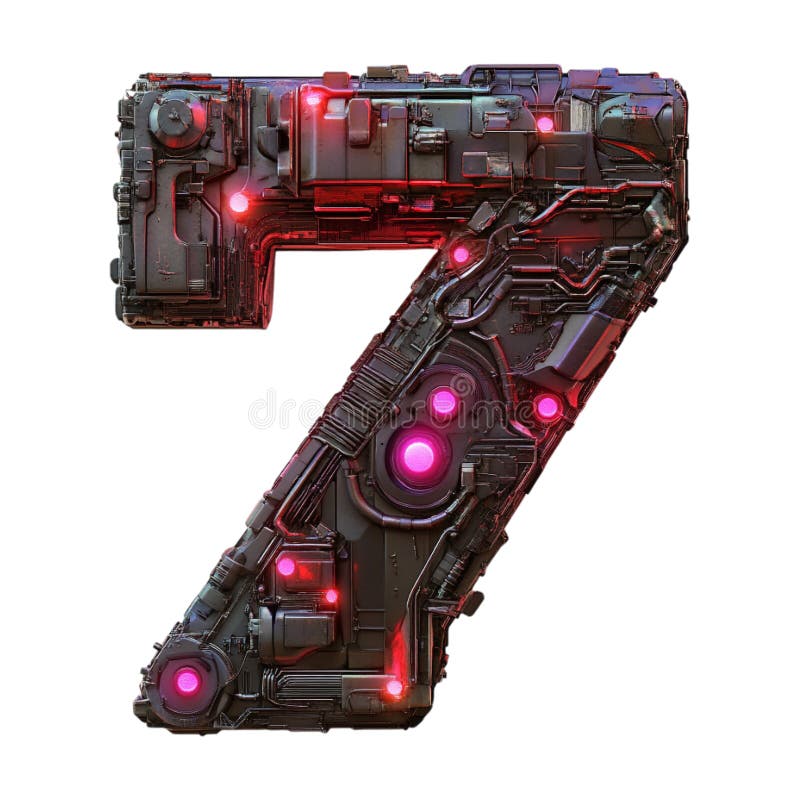 3D Rendering of a Alphabet Number 7 Letter Made from Cyberpunk on ...
