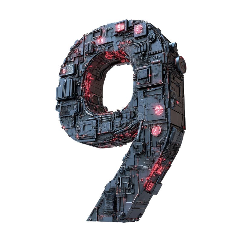 3D Rendering of a Alphabet Number 9 Letter Made from Cyberpunk on ...