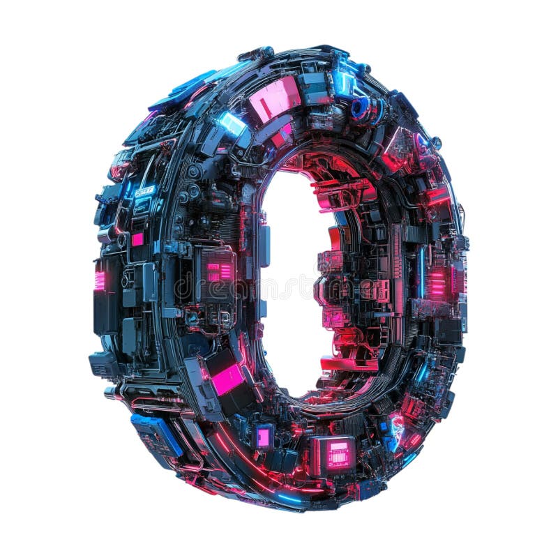 3D Rendering of a Alphabet Number 0 Letter Made from Cyberpunk on ...