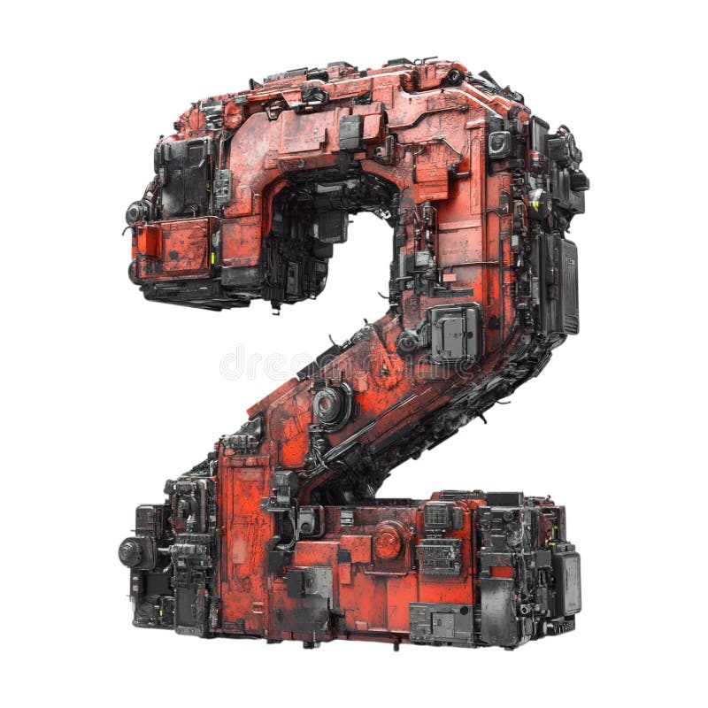 3D Rendering of a Alphabet Number 2 Letter Made from Cyberpunk on ...