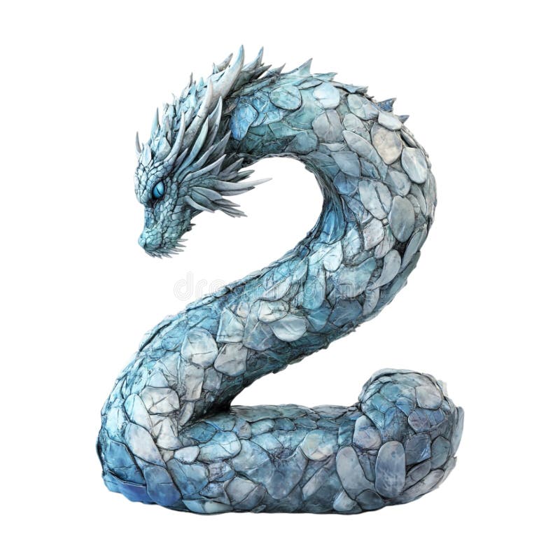 3D Rendering of a Alphabet Number 2 Letter Made from Dragon Scales on ...