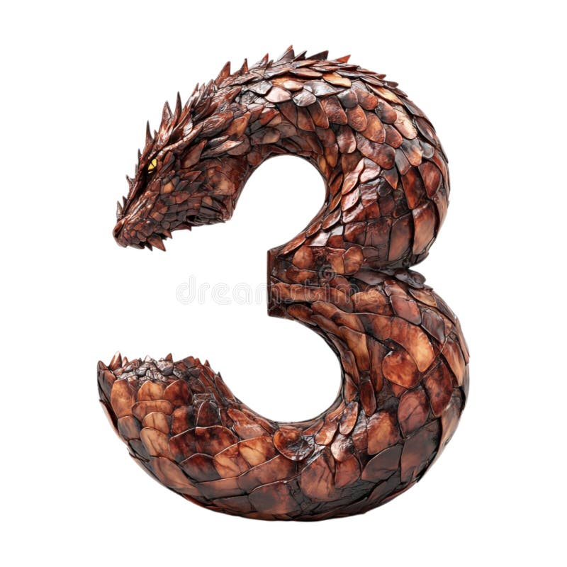 3D Rendering of a Alphabet Number 3 Letter Made from Dragon Scales on ...