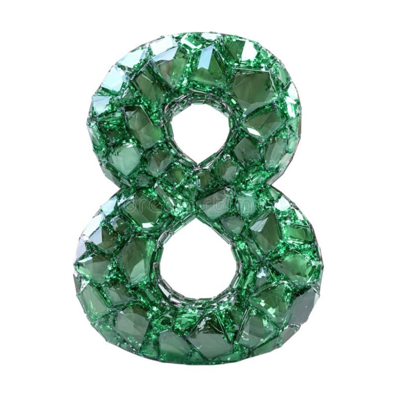 3D Rendering of a Alphabet Number 8 Letter Made from Emerald Gemstone ...