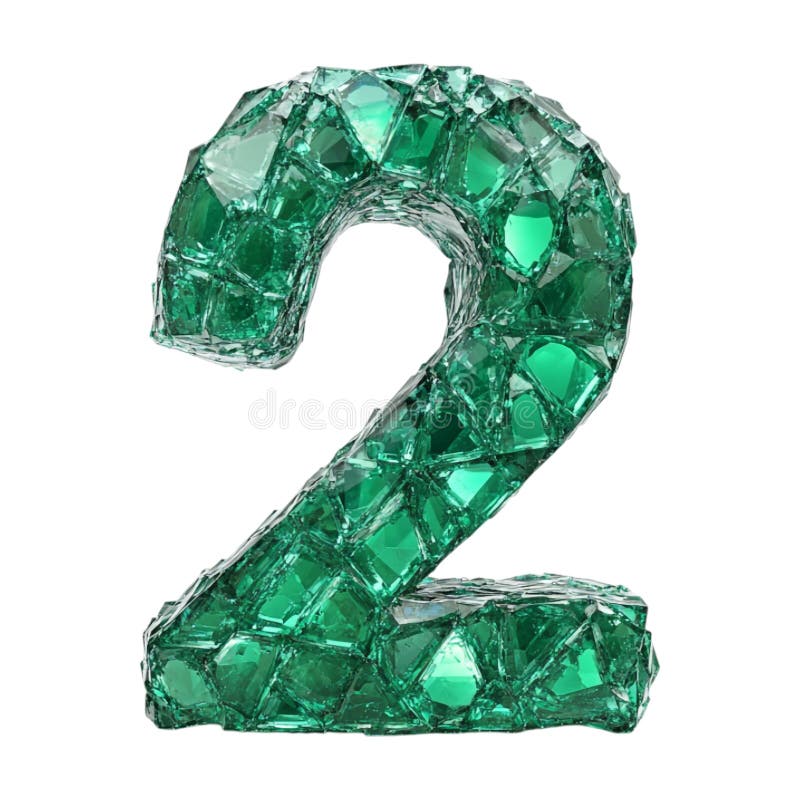 3D Rendering of a Alphabet Number 2 Letter Made from Emerald Gemstone ...