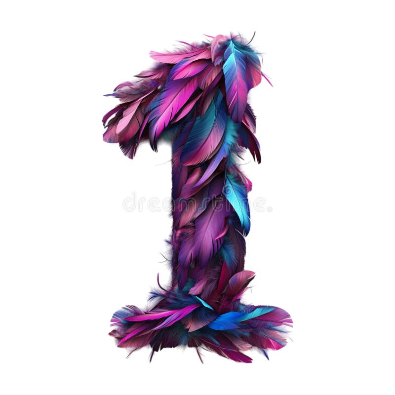 3D Rendering of a Alphabet Number 1 Letter Made from Feathers on ...