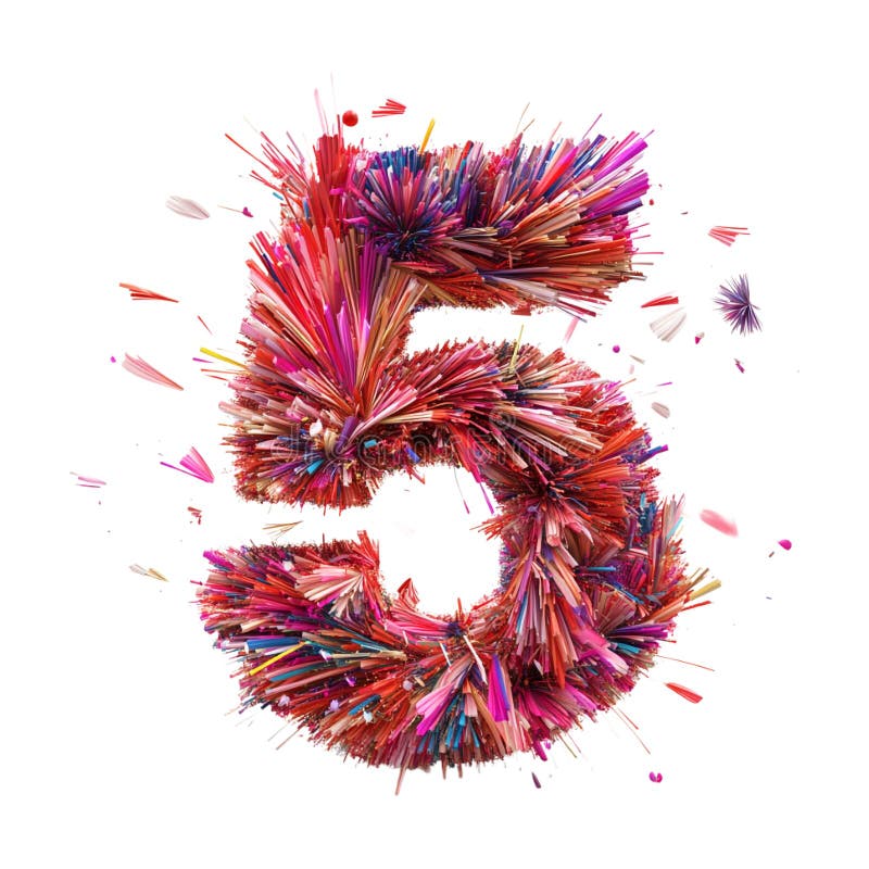 3D Rendering of a Alphabet Number 5 Letter Made from Fireworks on ...