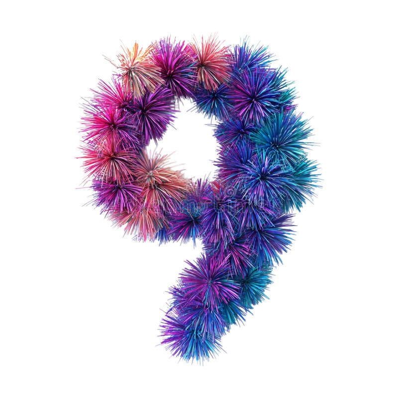 3D Rendering of a Alphabet Number 9 Letter Made from Fireworks on ...