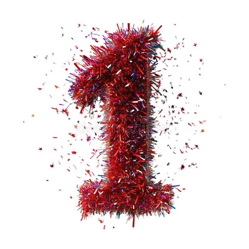 3D Rendering of a Alphabet Number 1 Letter Made from Fireworks on ...