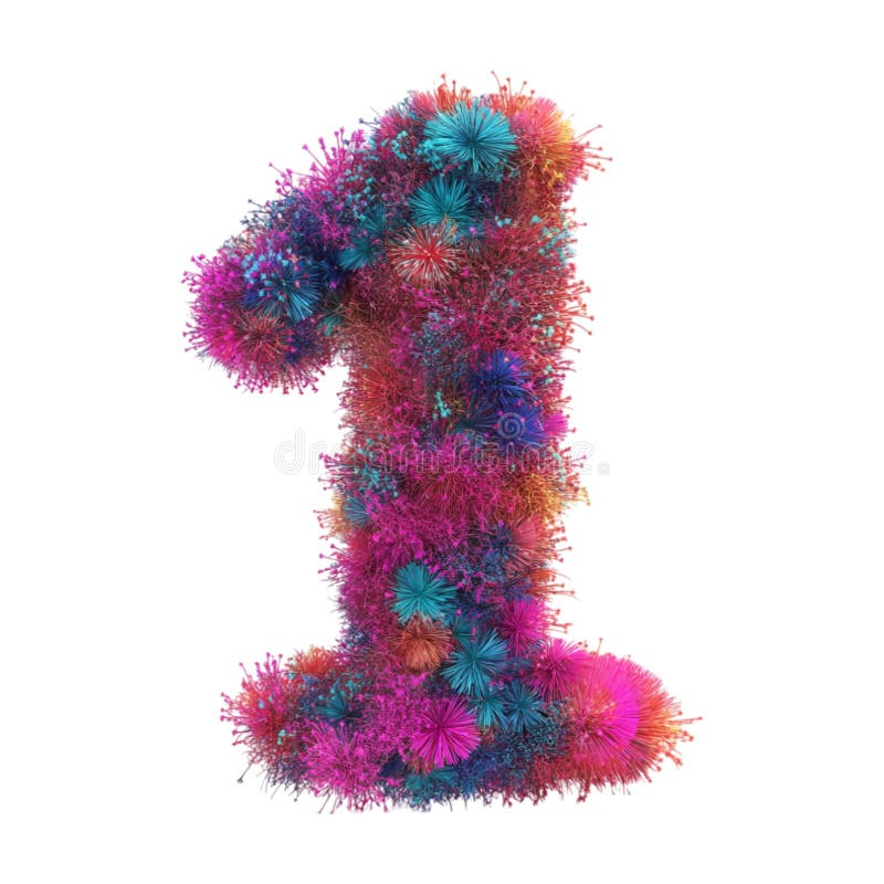 3D Rendering of a Alphabet Number 1 Letter Made from Fireworks on ...