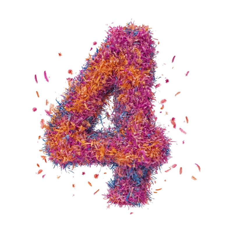 3D Rendering of a Alphabet Number 4 Letter Made from Fireworks on ...