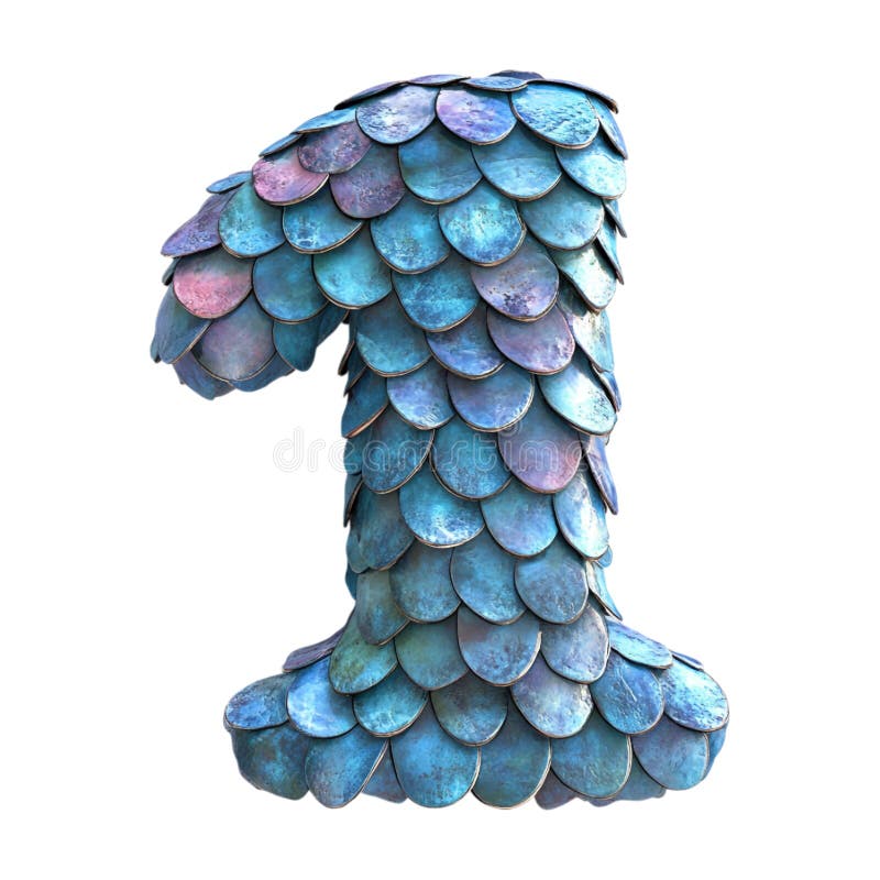 3D Rendering of a Alphabet Number 1 Letter Made from Fish Scales on ...