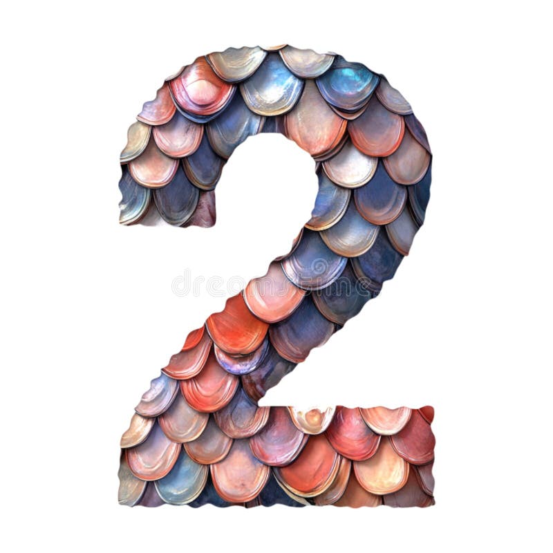 3D Rendering of a Alphabet Number 2 Letter Made from Fish Scales on ...