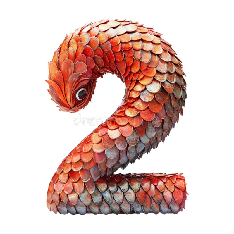 3D Rendering of a Alphabet Number 2 Letter Made from Fish Scales on ...