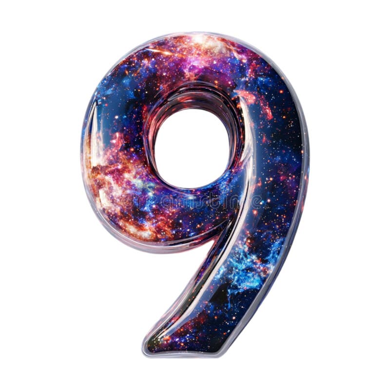 3D Rendering of a Alphabet Number 9 Letter Made from Galaxy on ...