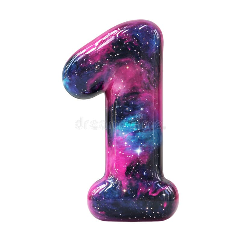 3D Rendering of a Alphabet Number 1 Letter Made from Galaxy on ...