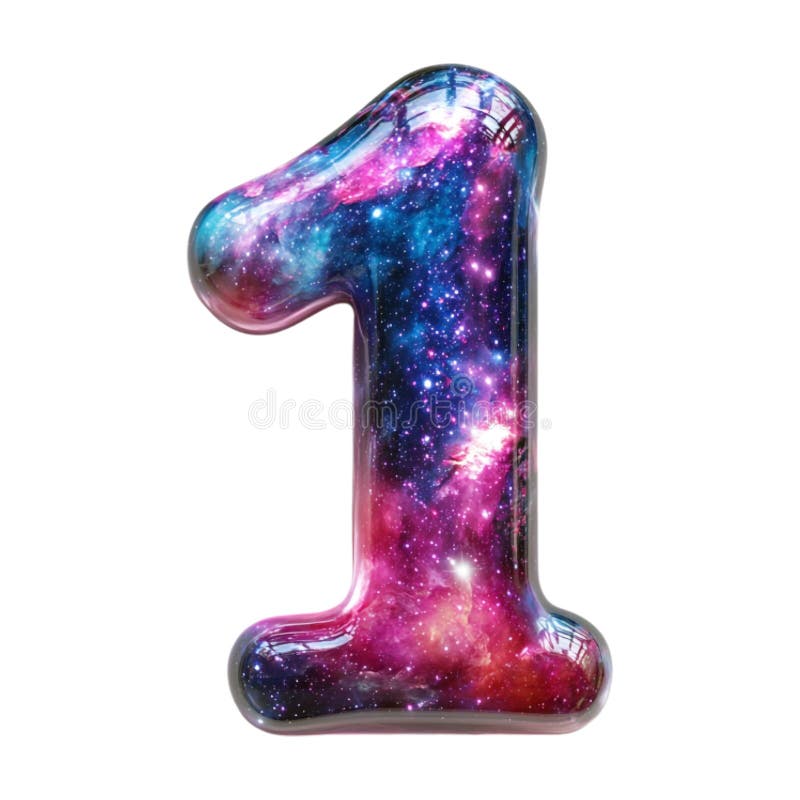 3D Rendering of a Alphabet Number 1 Letter Made from Galaxy on ...