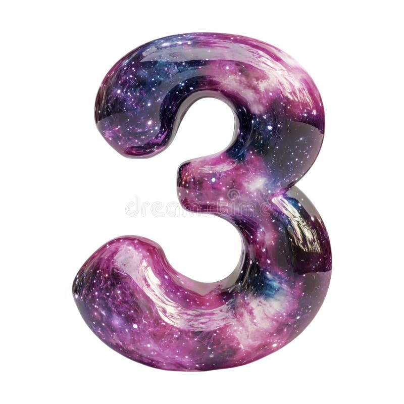 3D Rendering of a Alphabet Number 3 Letter Made from Galaxy on ...