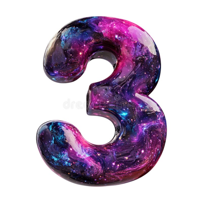 3D Rendering of a Alphabet Number 3 Letter Made from Galaxy on ...