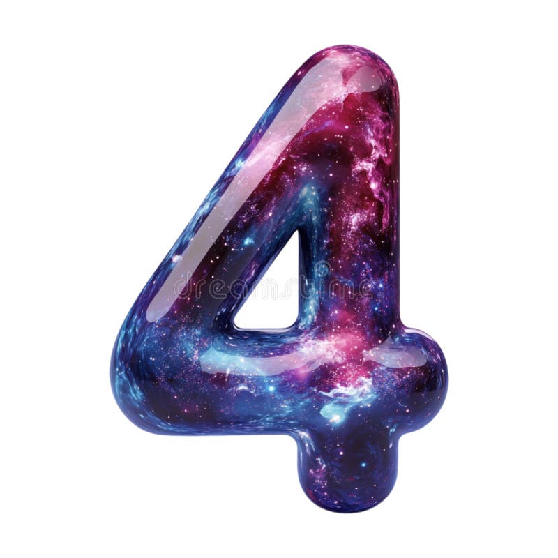 3D Rendering of a Alphabet Number 4 Letter Made from Galaxy on ...