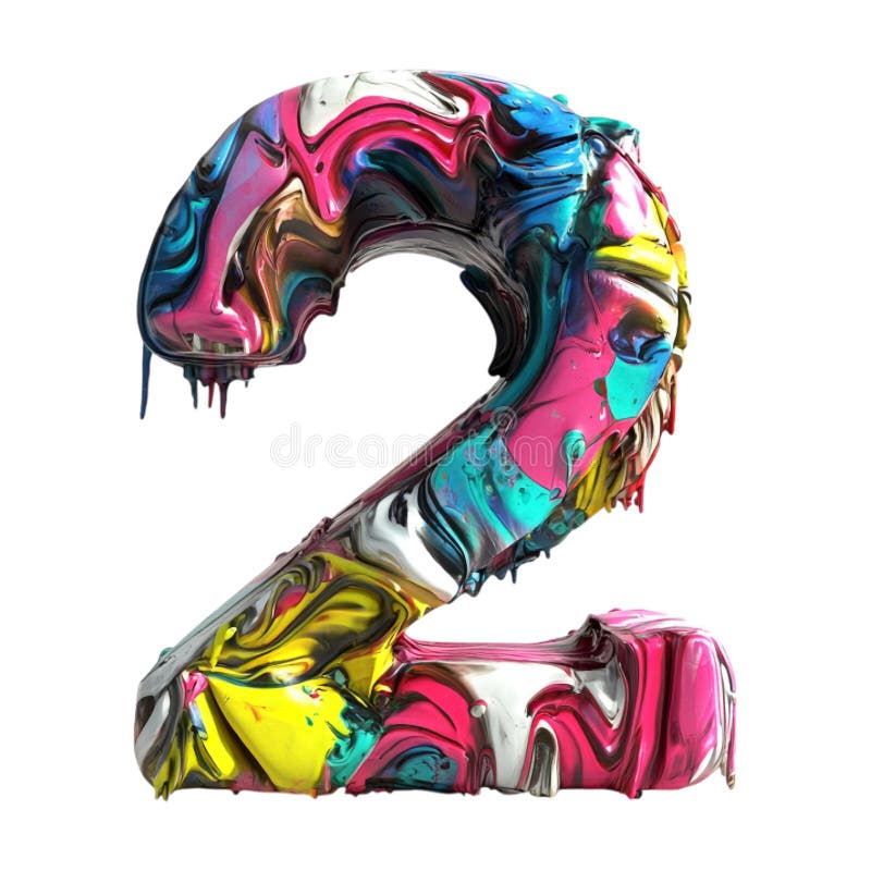 3D Rendering of a Alphabet Number 2 Letter Made from Graffiti on ...