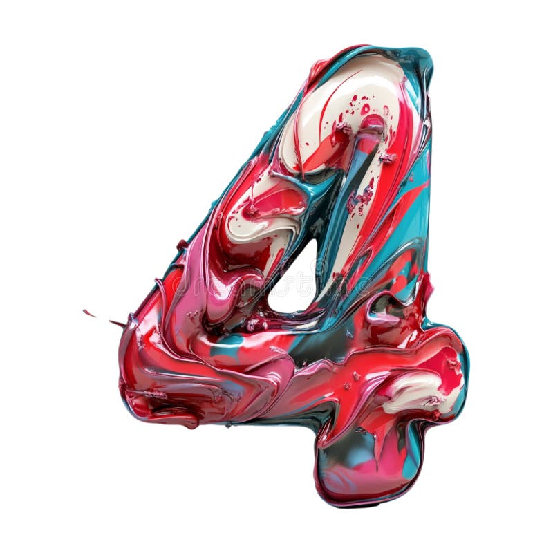 3D Rendering of a Alphabet Number 4 Letter Made from Graffiti on ...