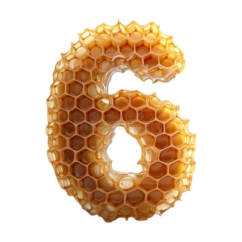 3D Rendering of a Alphabet Number 6 Letter Made from Honeycomb on ...