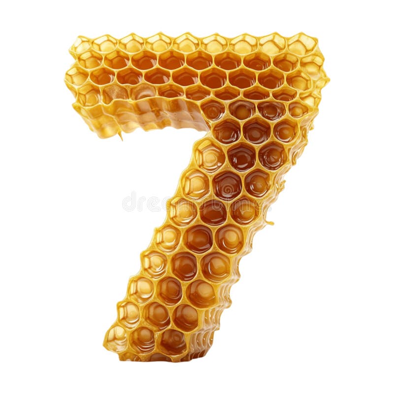 3D Rendering of a Alphabet Number 7 Letter Made from Honeycomb on ...