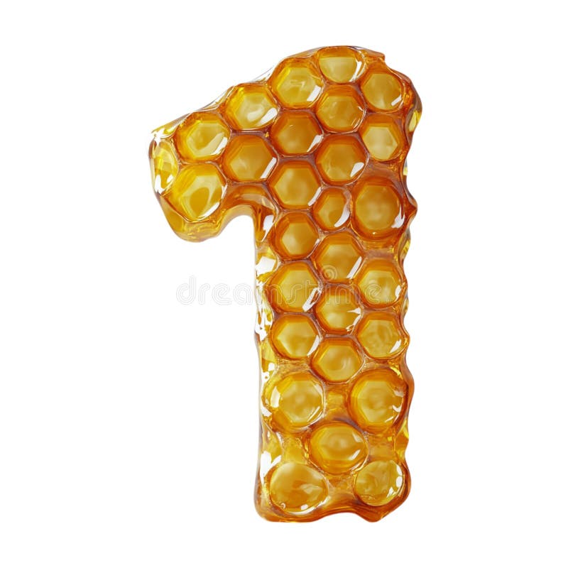 3D Rendering of a Alphabet Number 1 Letter Made from Honeycomb on ...