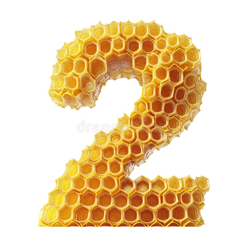 3D Rendering of a Alphabet Number 2 Letter Made from Honeycomb on ...