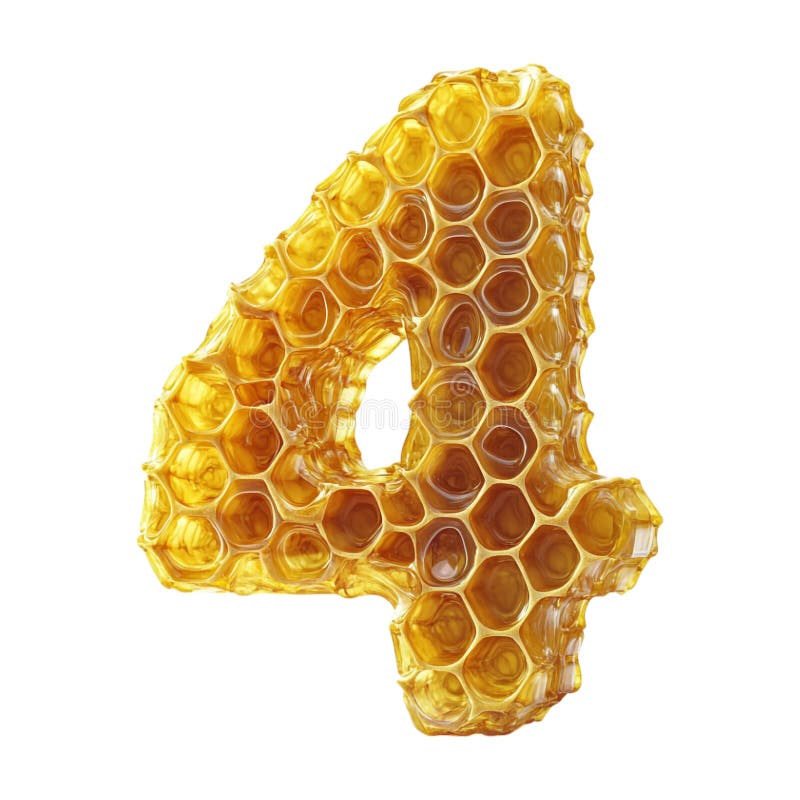 3D Rendering of a Alphabet Number 4 Letter Made from Honeycomb on ...