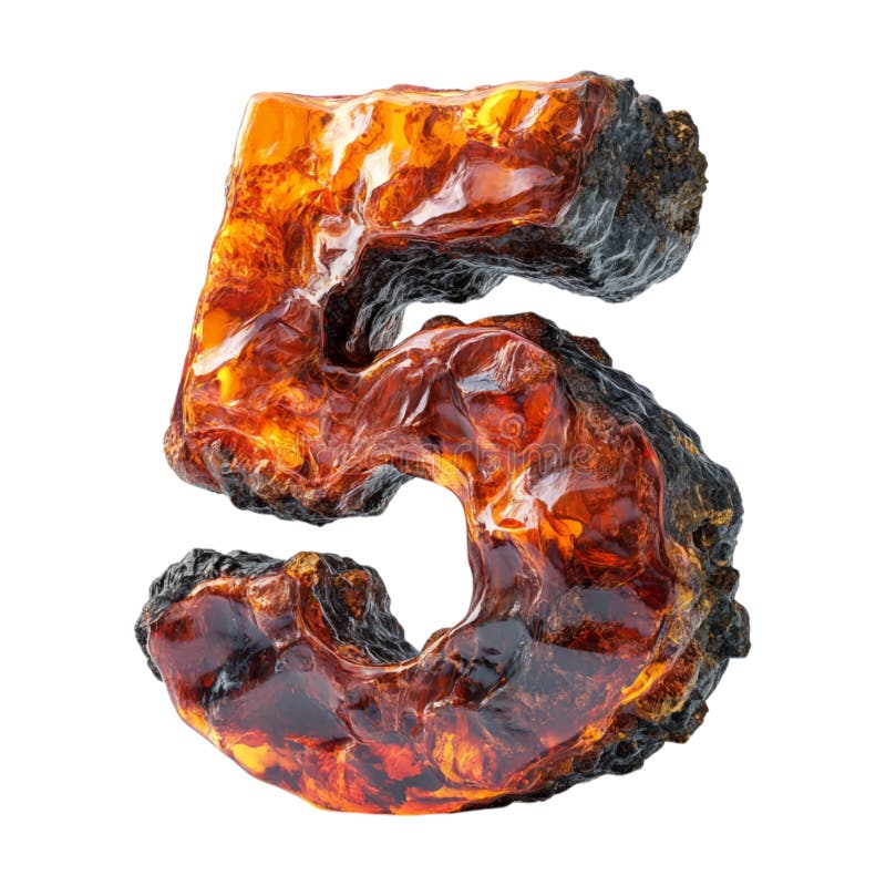 3D Rendering of a Alphabet Number 5 Letter Made from Lava on ...