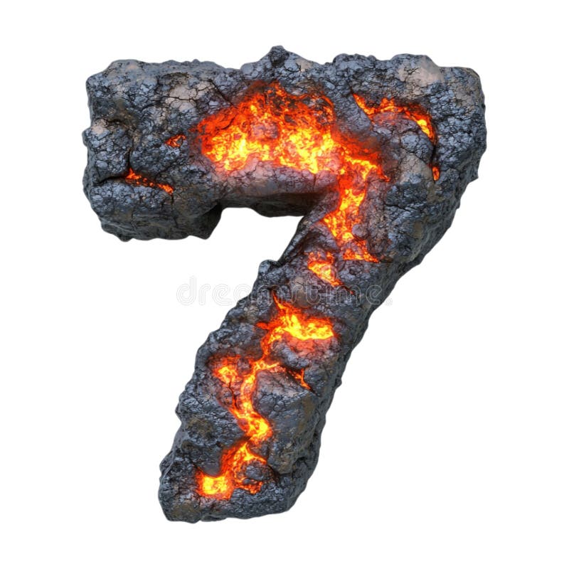 3D Rendering of a Alphabet Number 7 Letter Made from Lava on ...