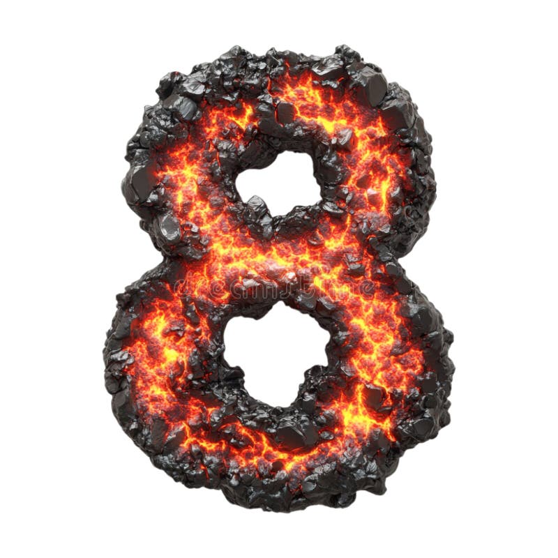 3D Rendering of a Alphabet Number 8 Letter Made from Lava on ...