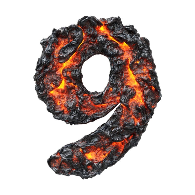 3D Rendering of a Alphabet Number 9 Letter Made from Lava on ...