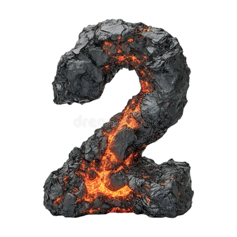 3D Rendering of a Alphabet Number 2 Letter Made from Lava on ...