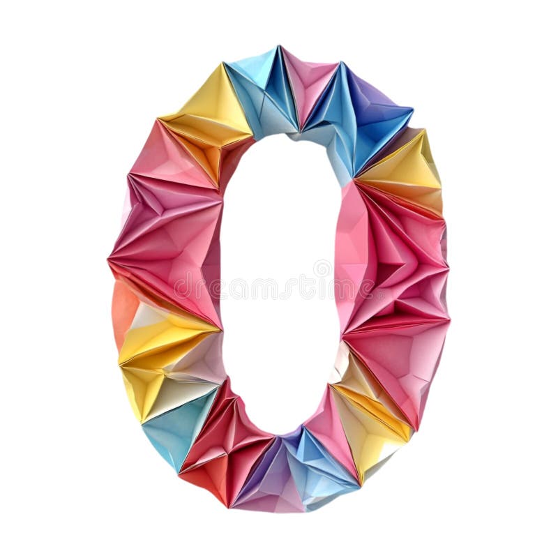 3D Rendering of a Alphabet Number 0 Letter Made from Origami on ...
