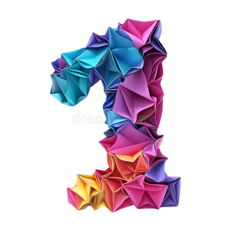 3D Rendering of a Alphabet Number 1 Letter Made from Origami on ...
